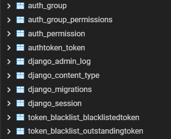 'psycopg2.errors.UndefinedTable: relation "token_blacklist_outstandingtoken" does not exist ...