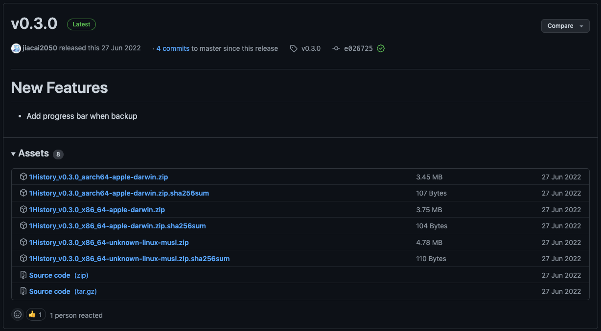 v3.0.0 precompiled binaries for Windows have not been released · Issue #11 · 1History/1History ...