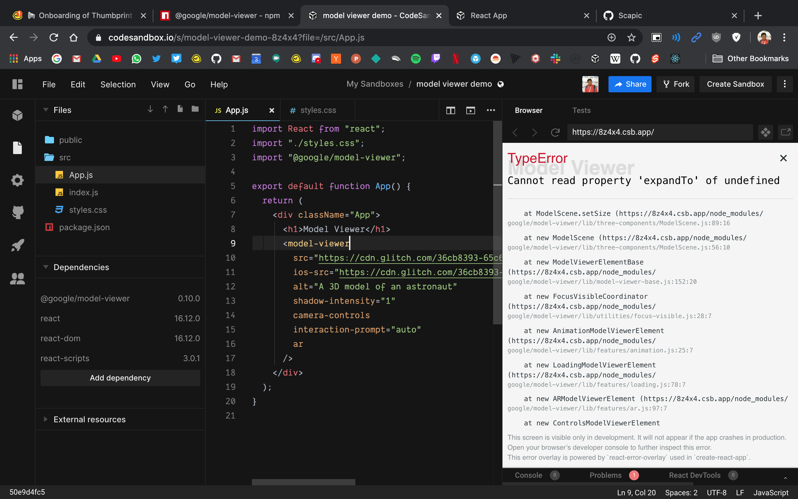 "Cannot read property 'expandTo' of undefined" · Issue #1186 · google/model-viewer · GitHub