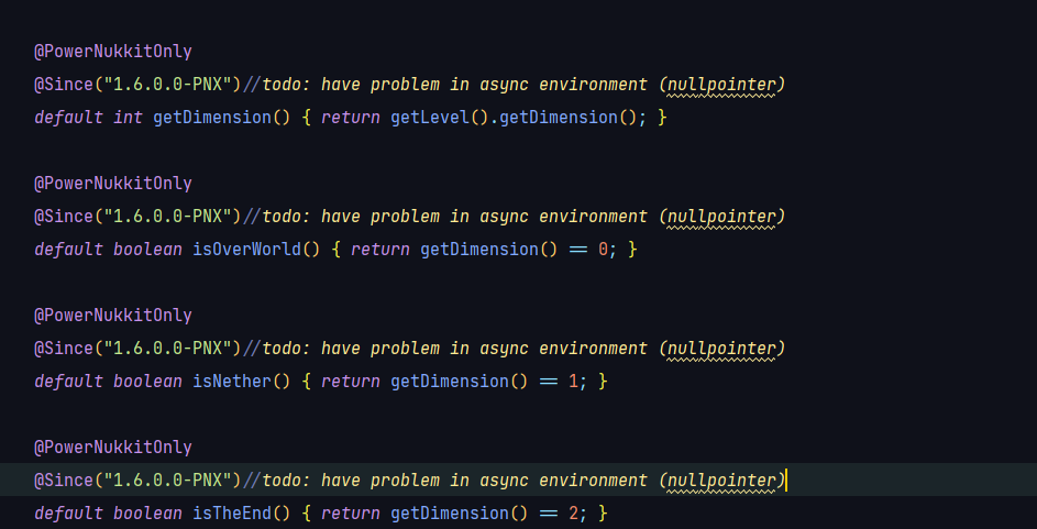 LevelProvider新加的关于获取维度的方法在多线程环境下有几率导致空指针异常 · Issue #135 · PowerNukkitX/PowerNukkitX · GitHub