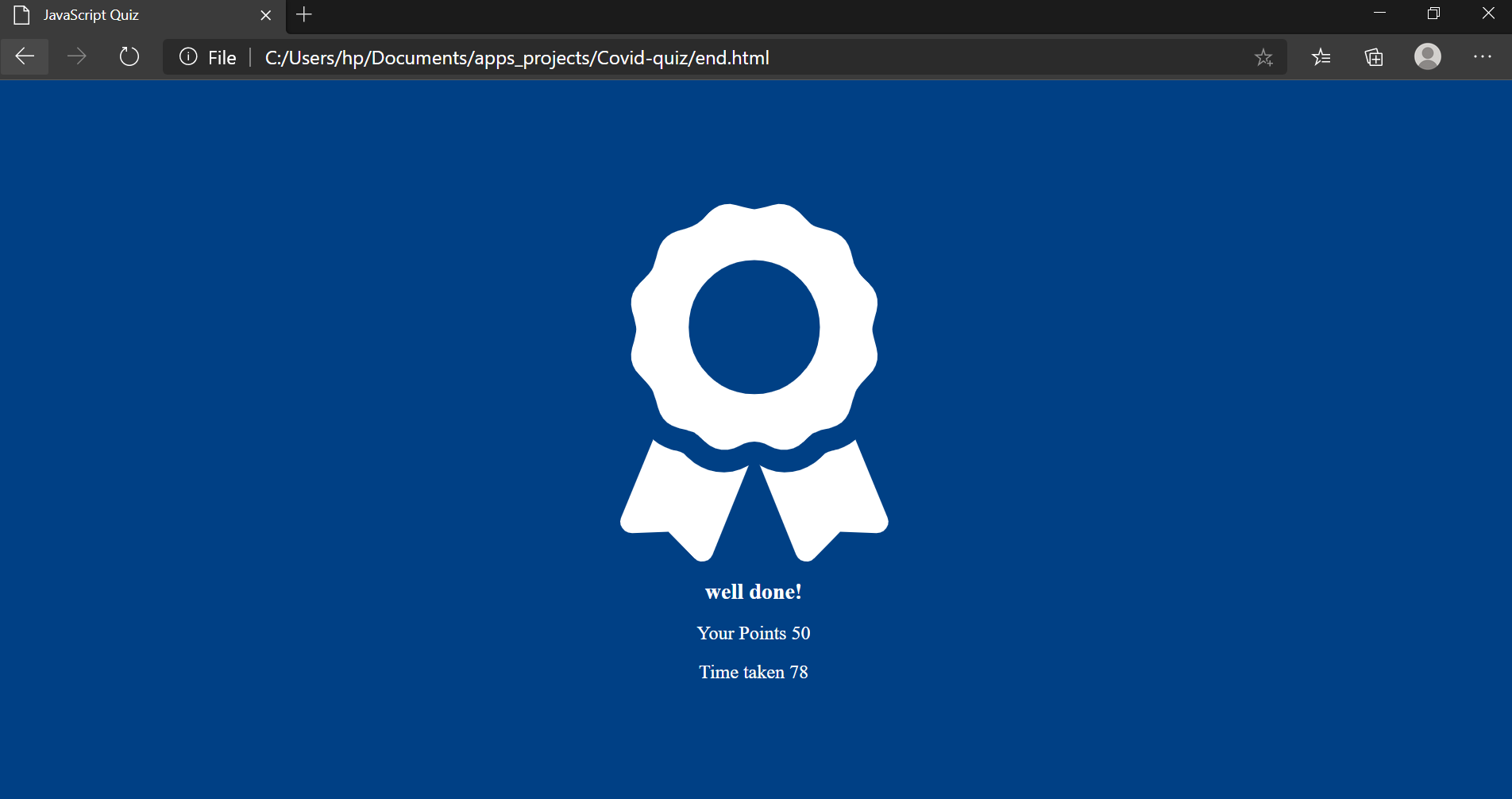 GitHub - apps-037/Covid_Quiz: Covid-19 related simple quiz game.
