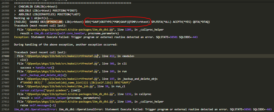 Statement Failed Backupanddeleteobjs In Crtfrmstmfpy · Issue 207 · Ibmibmi Bob · Github
