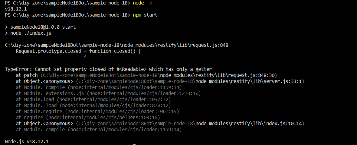 Node Version 18 support · Issue #4364 · microsoft/botbuilder-js · GitHub