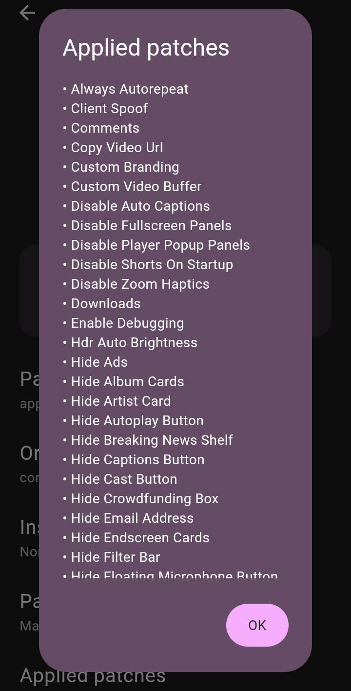 feat: Show applied patch version numbers in the 'Applied patches' dialog · Issue #994 · ReVanced ...