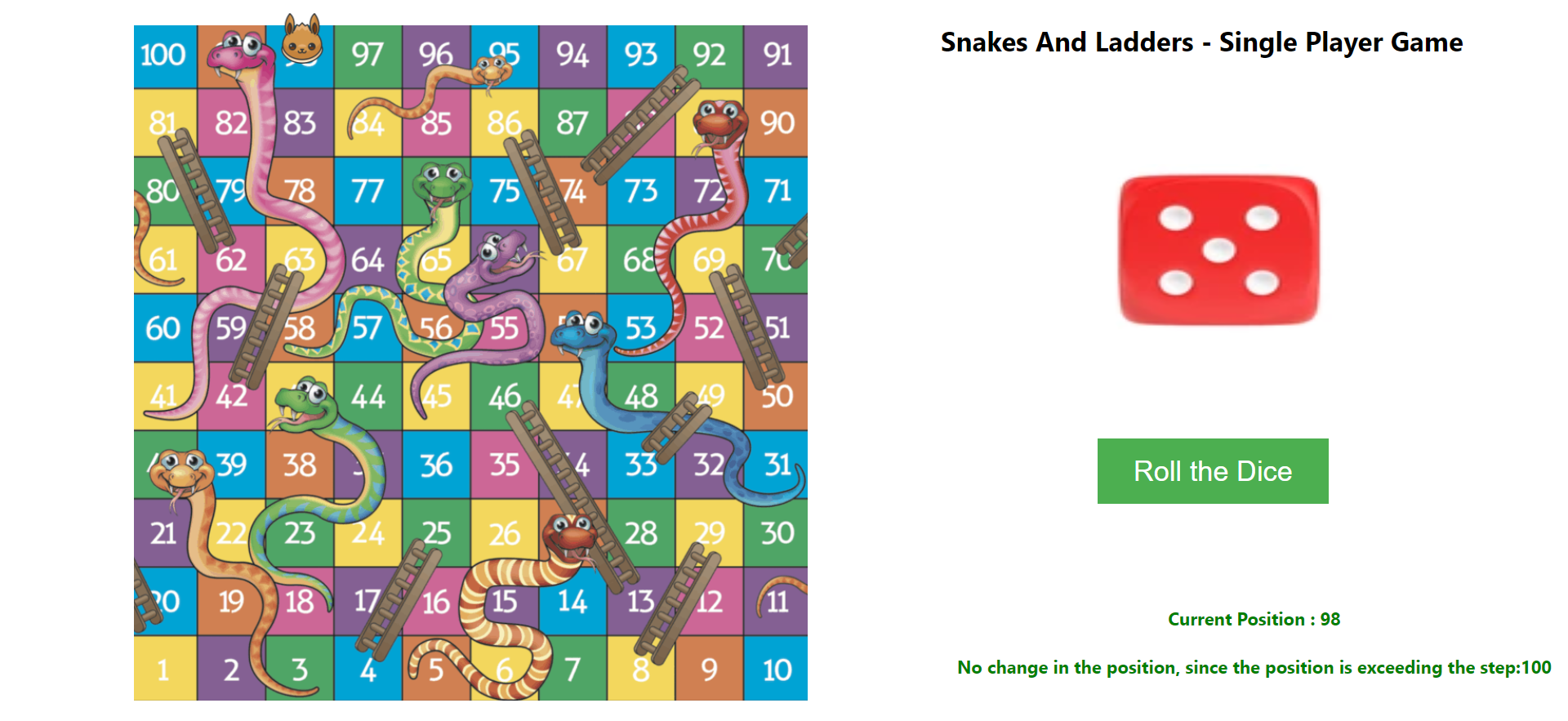 GitHub - prasanna3000/Snakes-And-Ladders---Single-Player-Game: Recreating the magic of ...