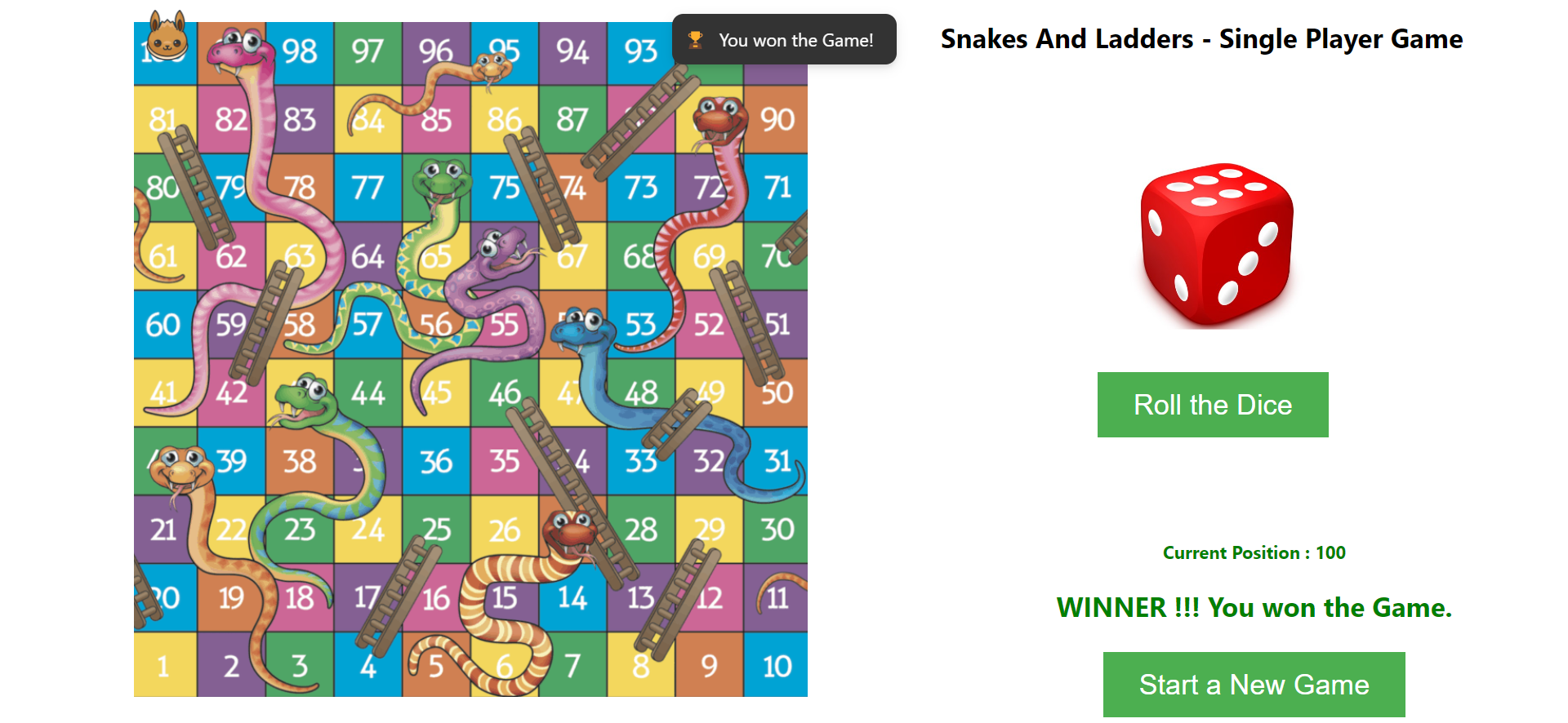 GitHub - prasanna3000/Snakes-And-Ladders---Single-Player-Game: Recreating the magic of ...