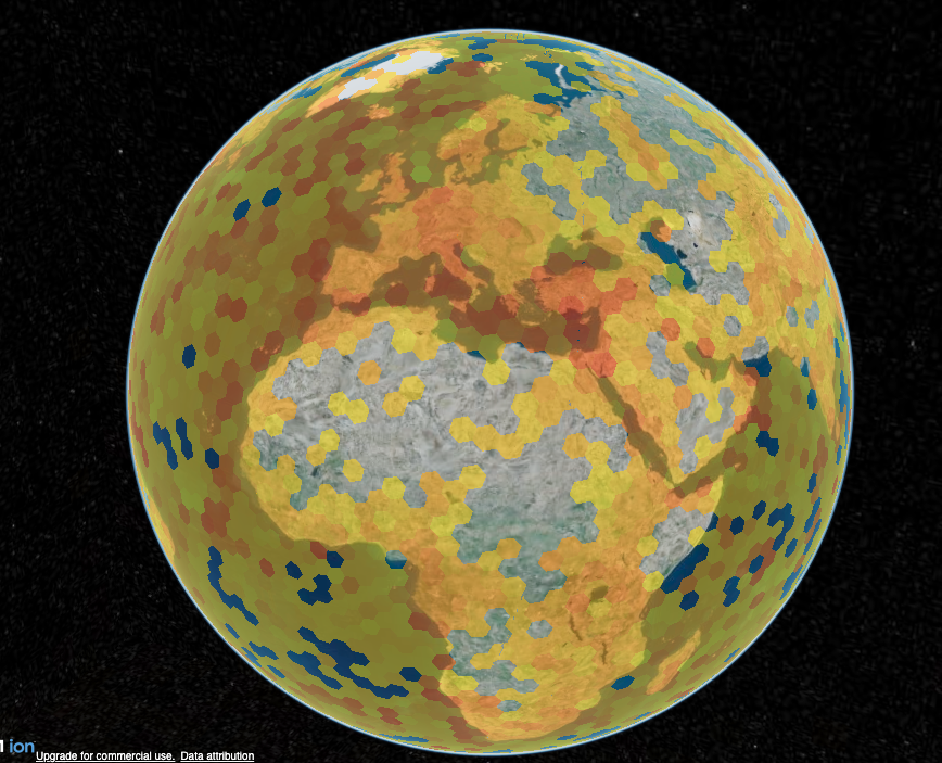 Add a new layer to cesium that renders the h3 polygons color scaled by number of records per ...