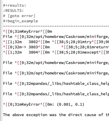 strange characters in the output when there's errors · Issue #465 · emacs-jupyter/jupyter · GitHub