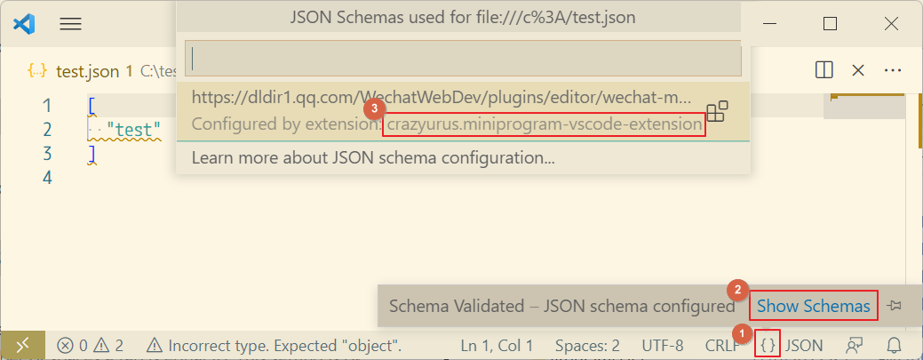 json文件警告：Incorrect type. Expected "object". · Issue #47 · crazyurus/miniprogram-vscode-extension ...