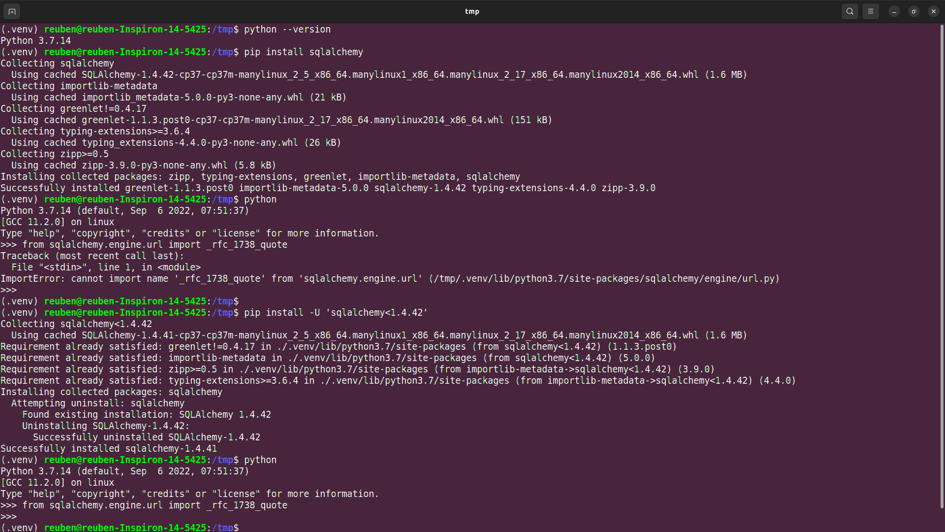  ImportError Cannot Import Name rfc 1738 quote From sqlalchemy 