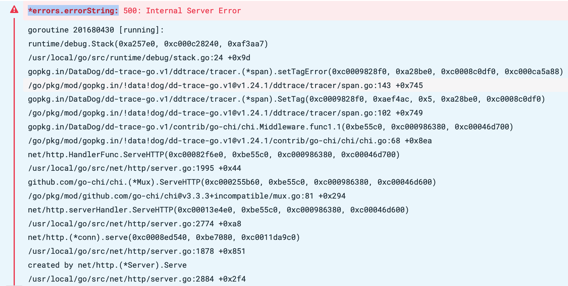 HTTP Error 500 from DD setTagError · Issue #851 · DataDog/dd-trace-go · GitHub