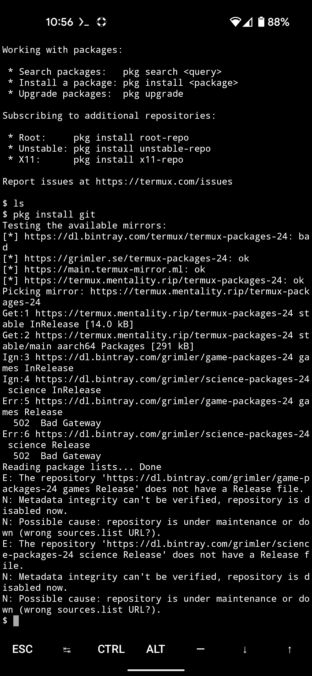 [Bug]: Package mirror serving 502 · Issue #8094 · termux/termux-packages · GitHub