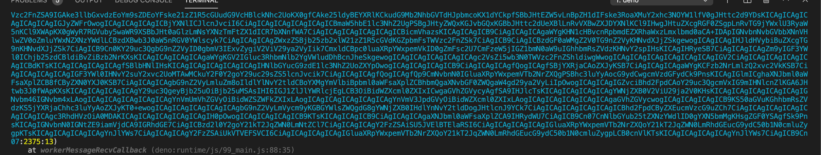 Workers with base64 URL can have a very large stacktrace · Issue #9501 · denoland/deno · GitHub