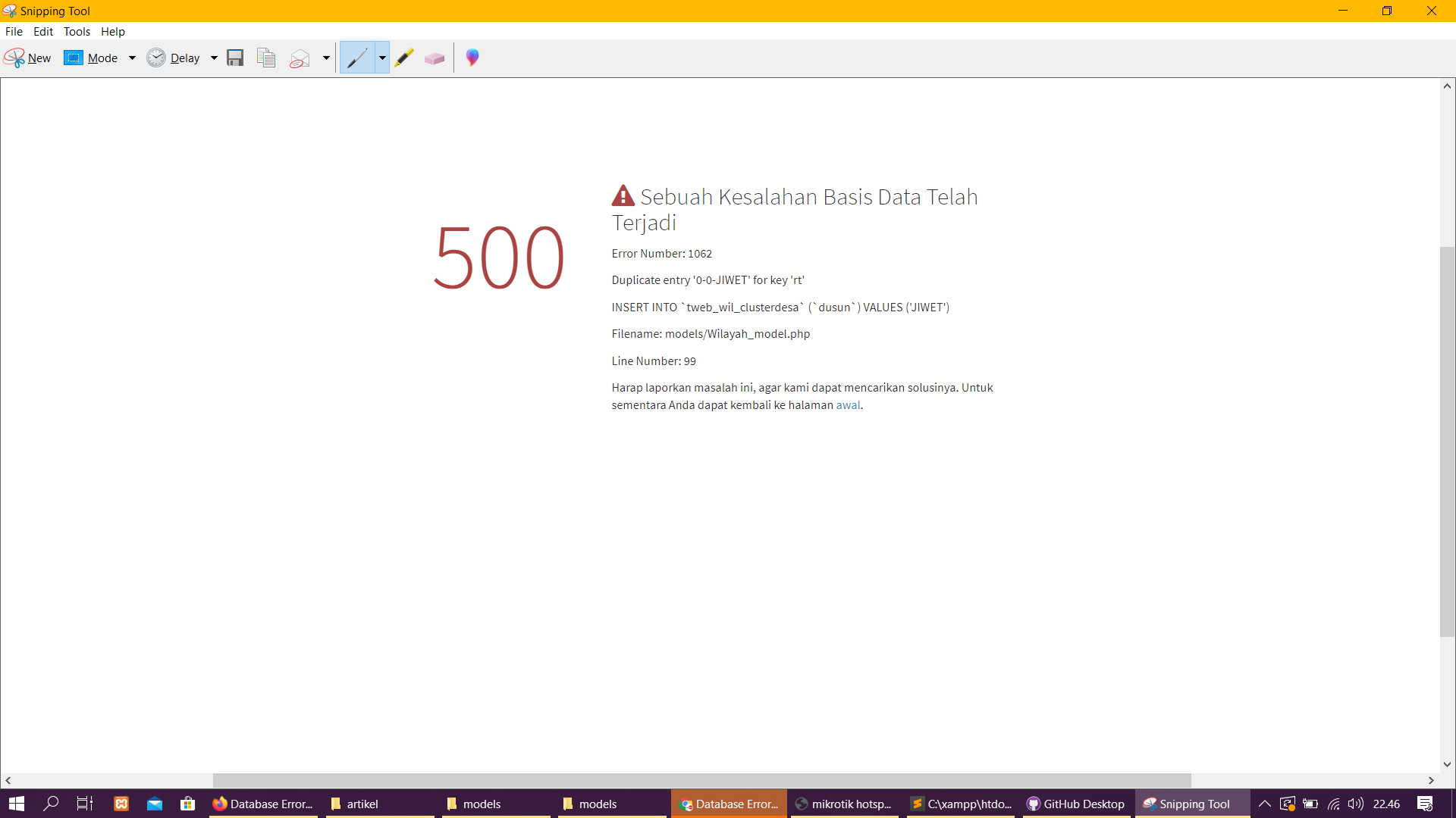 [Bug] Jika Inputan Nama Dusun, RW, RT Sama dengan yang sudah ada Muncul Error 500 · Issue #2812 ...