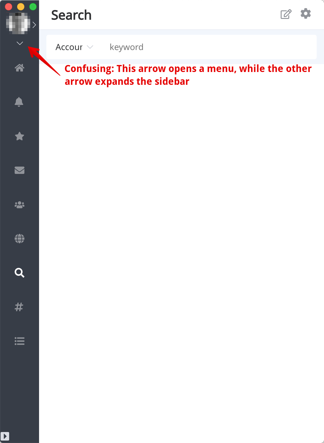 Change arrows for better UI consistency · Issue #793 · h3poteto/whalebird-desktop · GitHub