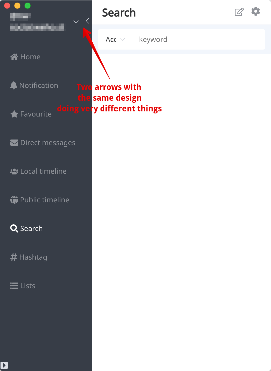 Change arrows for better UI consistency · Issue #793 · h3poteto/whalebird-desktop · GitHub
