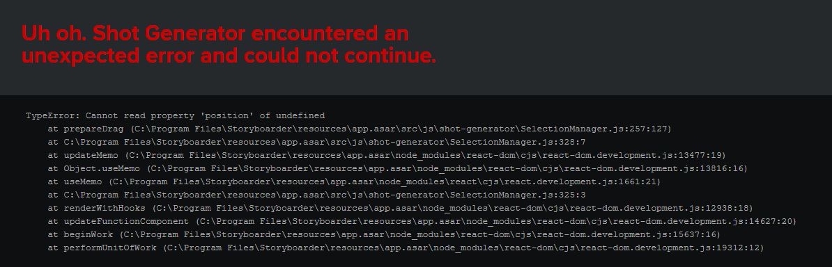 Shot Generator error on Storyboarder · Issue #1935 · wonderunit/storyboarder · GitHub