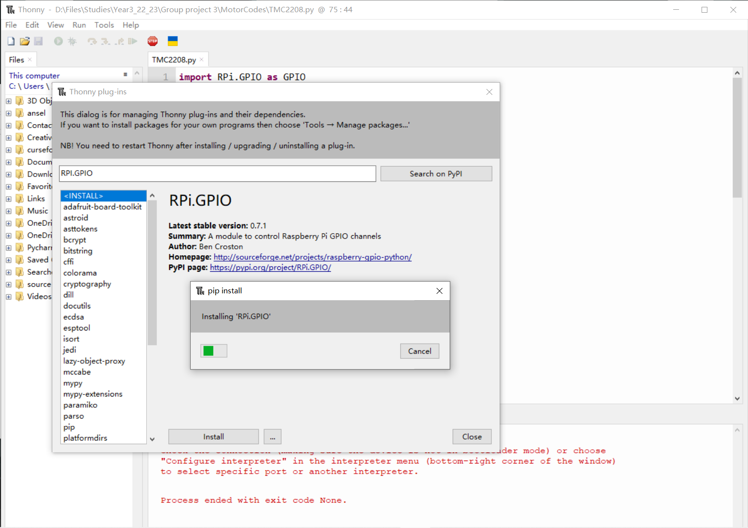 Thonny 4.0.1 'Manage packages' option greys out · Issue #2553 · thonny/thonny · GitHub