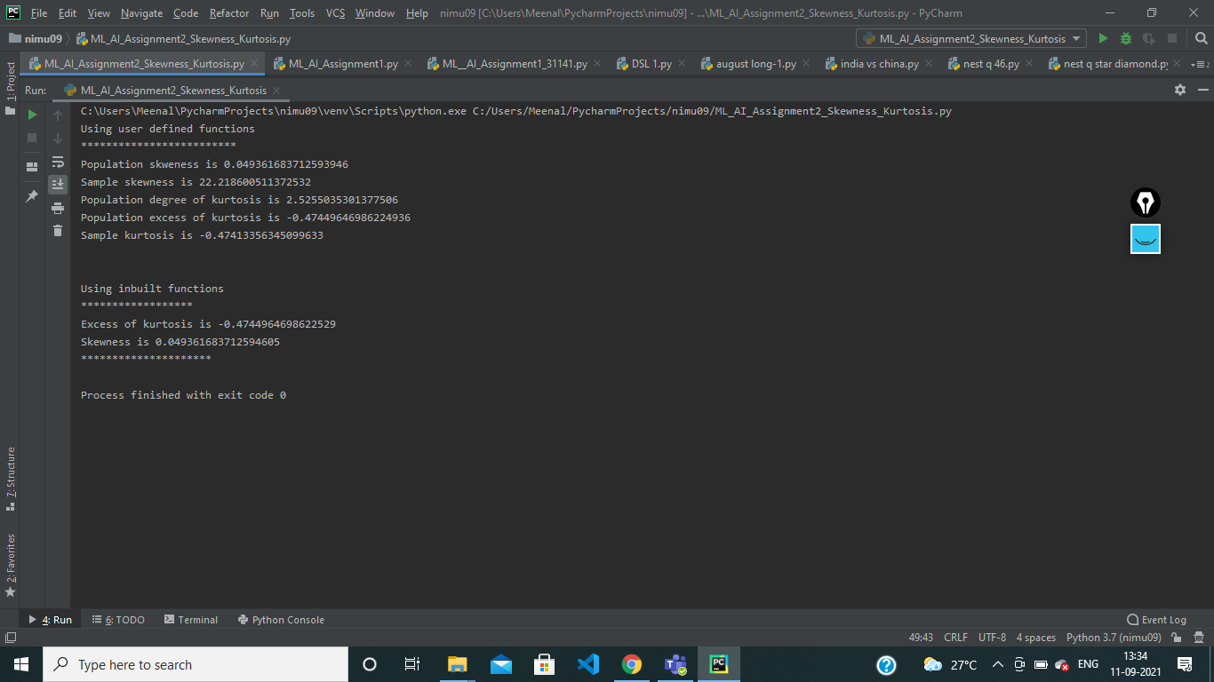 GitHub - nimukelkar/ML_AI_Assignment2: Calculate the skewness and kurtosis for a data set and ...
