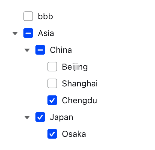 [Question] 树形组件defaultValue传入['Chengdu','Osaka']，没有出现蓝色checkbox选中 · Issue #994 · DouyinFE/semi ...
