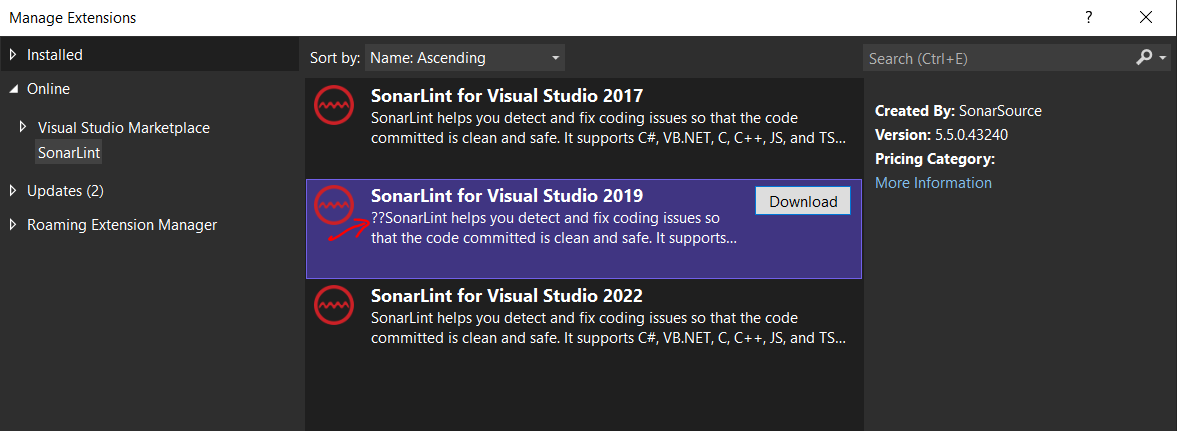 Remove "??" from SLVS 2019 extension description · Issue #2857 · SonarSource/sonarlint ...