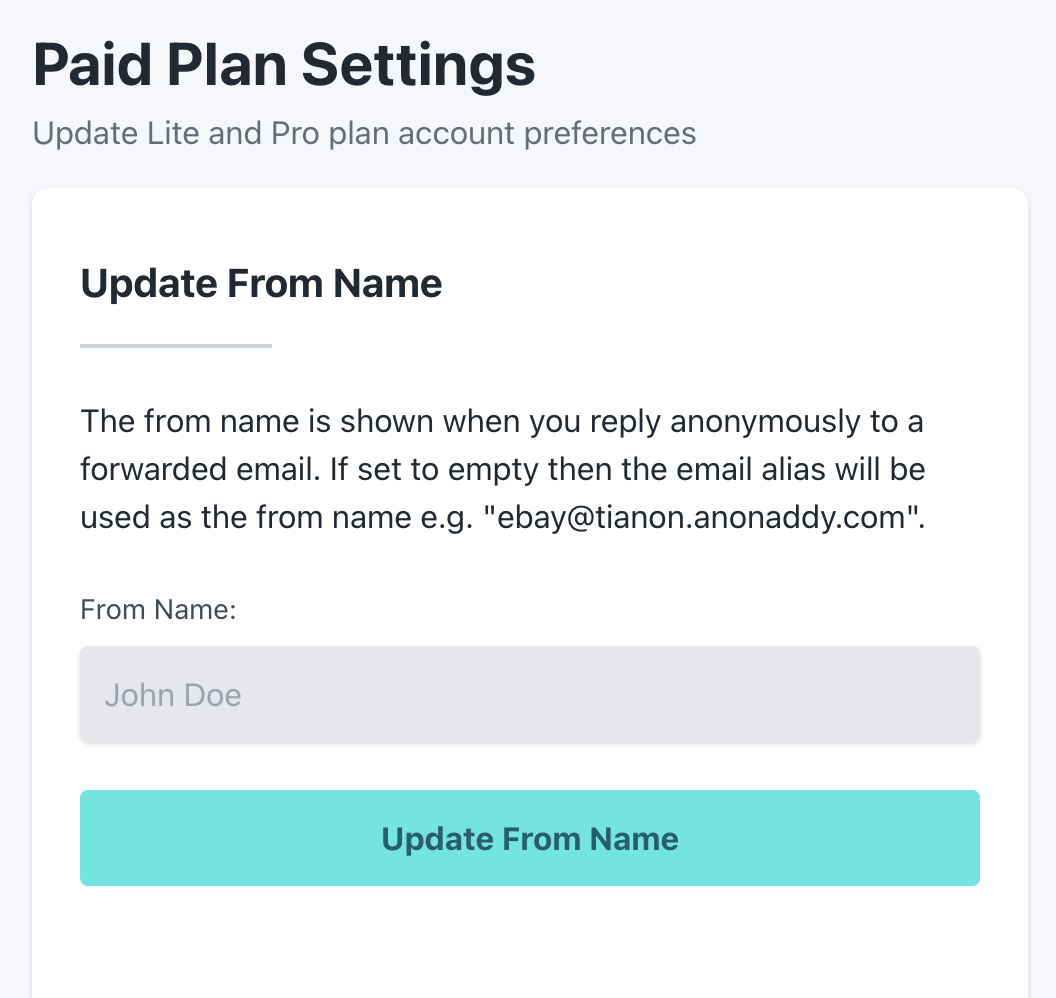 [Feature request] From name per alias · Issue #389 · anonaddy/anonaddy · GitHub