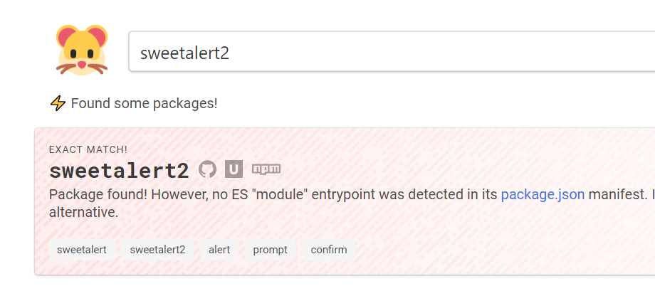 Add ES "module" entrypoint · Issue #1376 · sweetalert2/sweetalert2 · GitHub