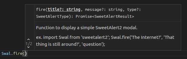 Regression in TypeScript IntelliSense · Issue #1774 · sweetalert2 ...