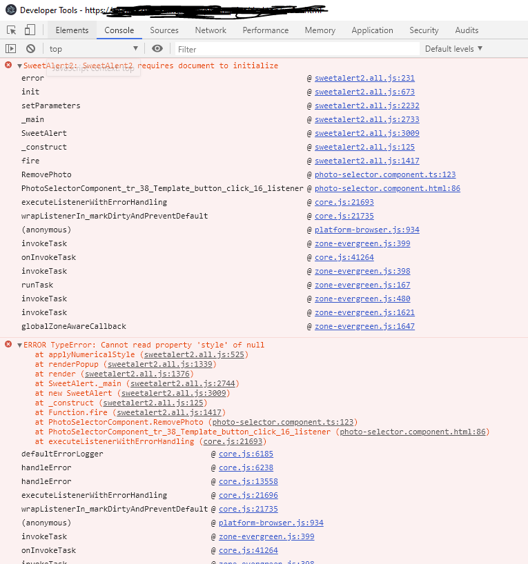 Null element stack trace in applynumericalstyles · Issue #1929 · sweetalert2/sweetalert2 · GitHub