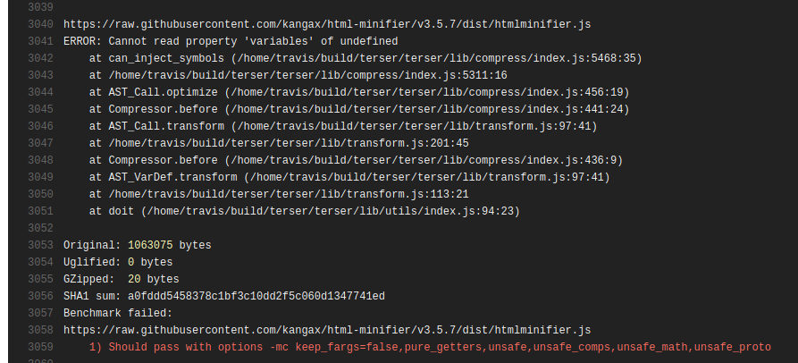 TypeError: Cannot read property 'variables' of undefined · Issue #625 · terser/terser · GitHub