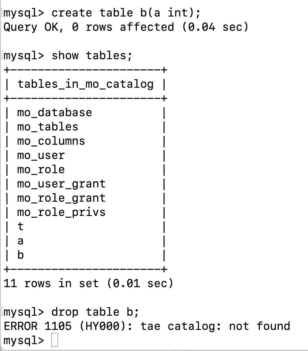 [Bug]: in mo_catalog, you can create table, but you can not drop the table · Issue #5211 ...