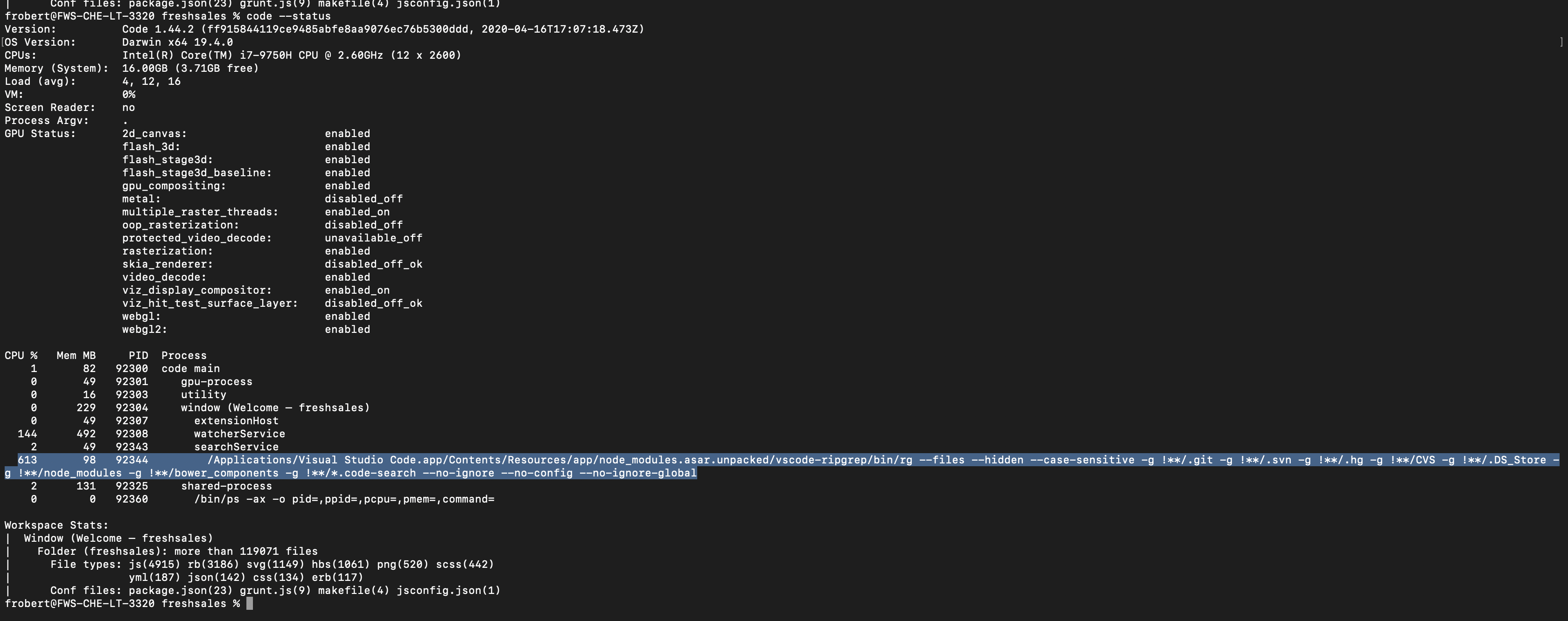 File search is not working and rg process eats up CPU · Issue #95336 · microsoft/vscode · GitHub