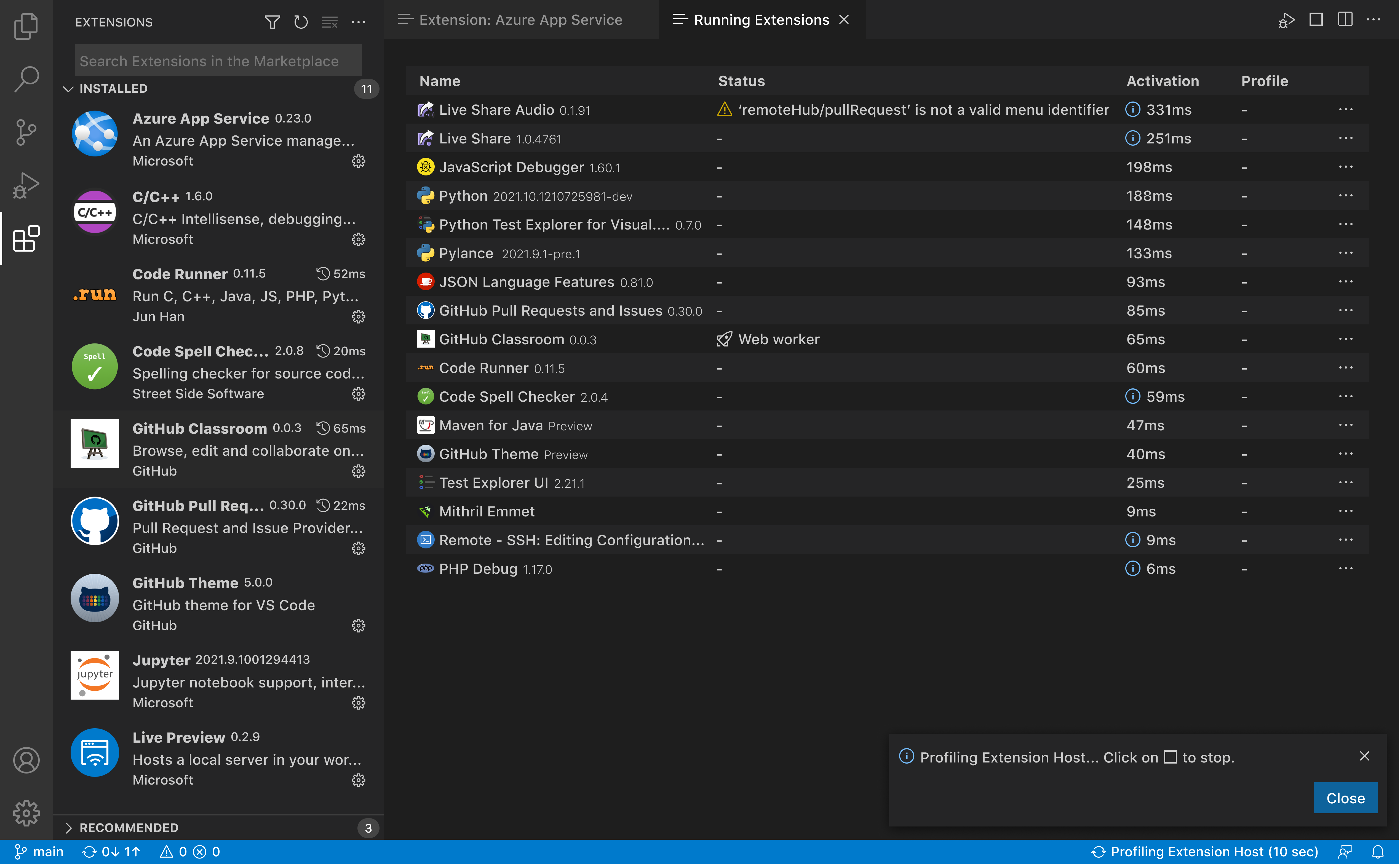 Discoverability of Show Running Extensions · Issue #134673 · microsoft/vscode · GitHub