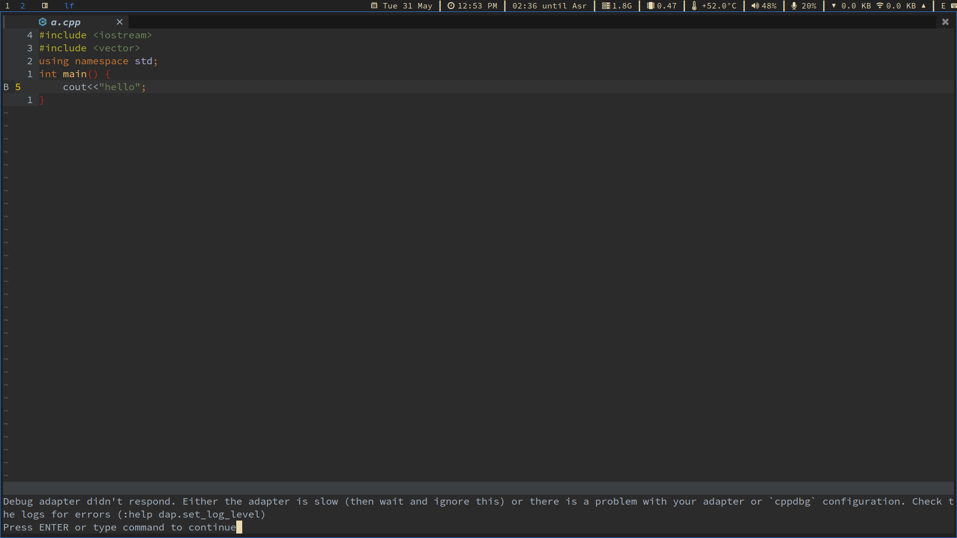 C/C++/Rust (via vscode-cpptools) not working · Issue #567 · mfussenegger/nvim-dap · GitHub