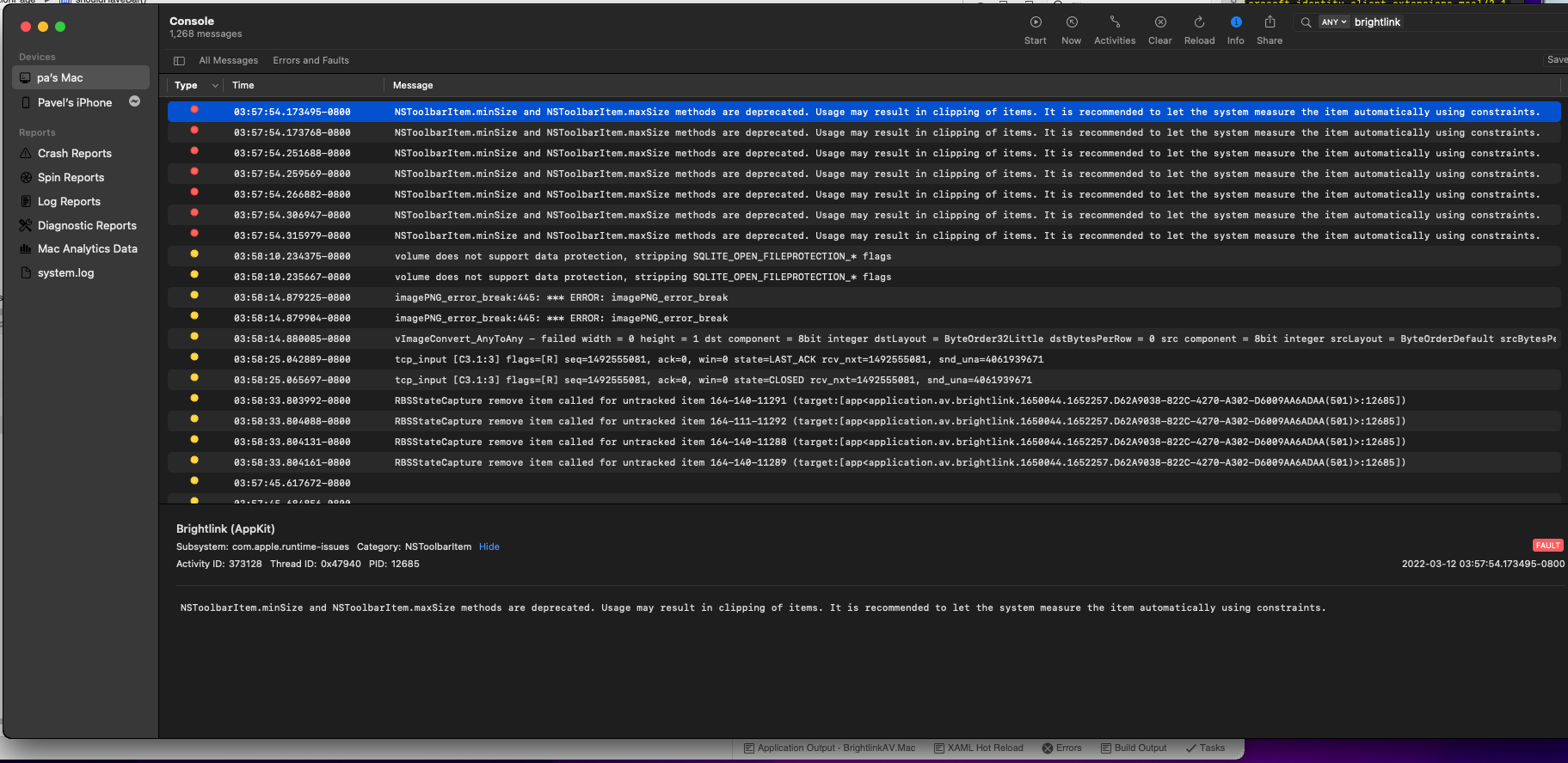 [Bug][macOS] NSToolbarItem.minSize and NSToolbarItem.maxSize methods are deprecated. Usage may ...