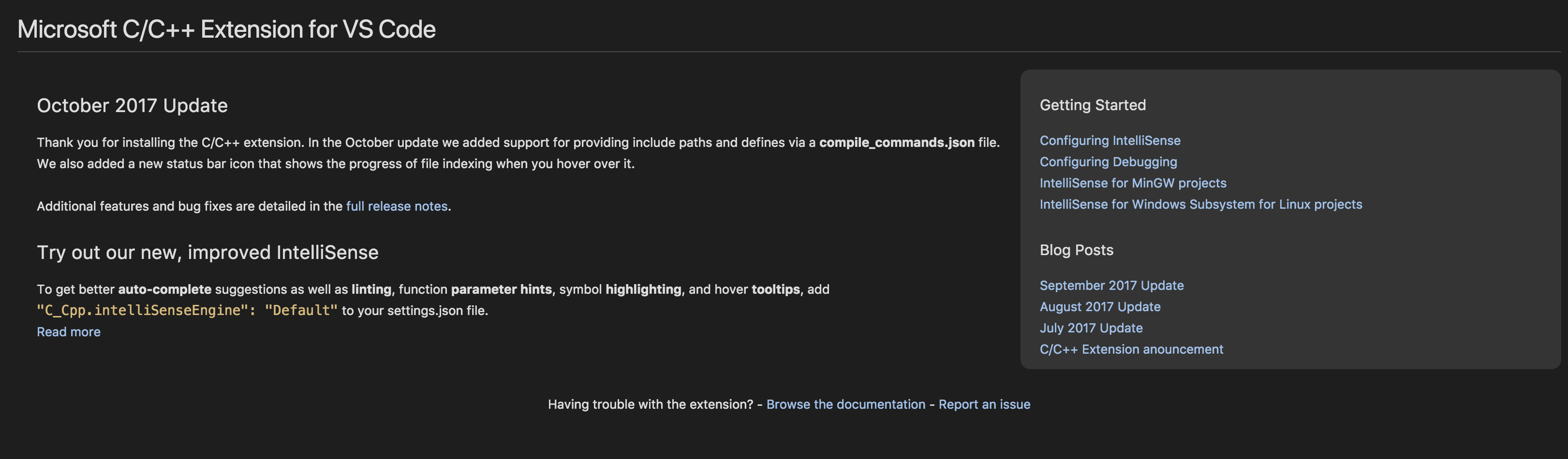 Link to "Configuring IntelliSense" is broken · Issue #2093 · microsoft/vscode-cpptools · GitHub