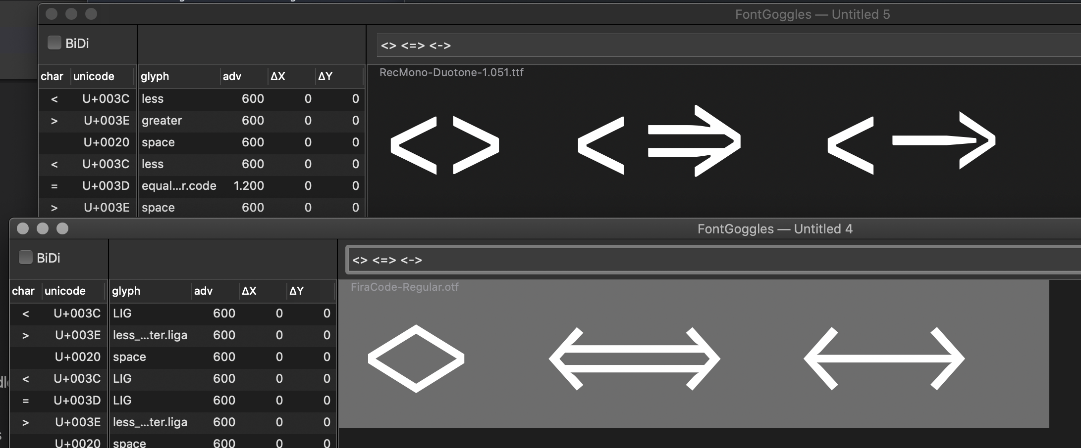 Ligatures for , , · Issue #346 · arrowtype/recursive · GitHub