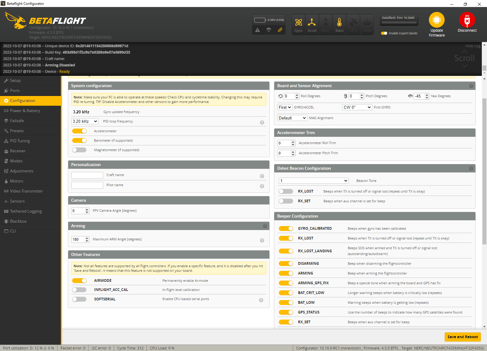 AT32F435Mini no OSD on BF4.5 · Issue #13109 · betaflight/betaflight · GitHub