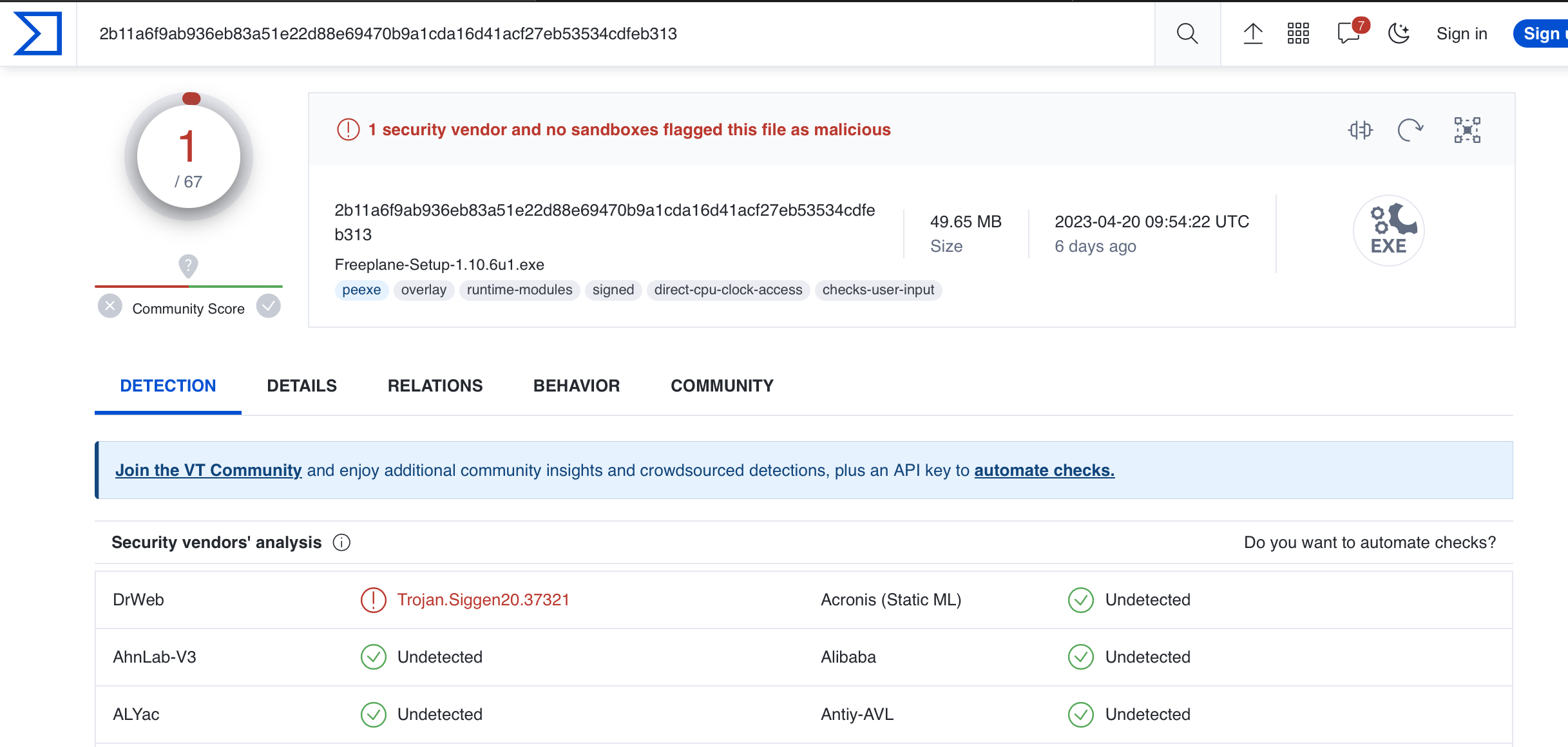 Trojan found in Freeplane-Setup-1.10.6u1.exe · Issue #1113 · freeplane/freeplane · GitHub