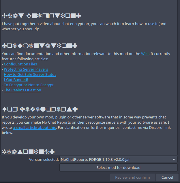 Broken text at No Chat Reports CF page · Issue #836 · PrismLauncher/PrismLauncher · GitHub