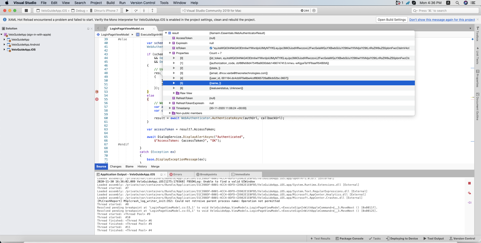 Apple Sign In Always Returns Accesstoken Null · Issue 1561 · Xamarinessentials · Github