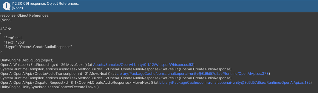 When Microphone Is Off I Get The Word You In The Text Field In The Api Response With Whisper