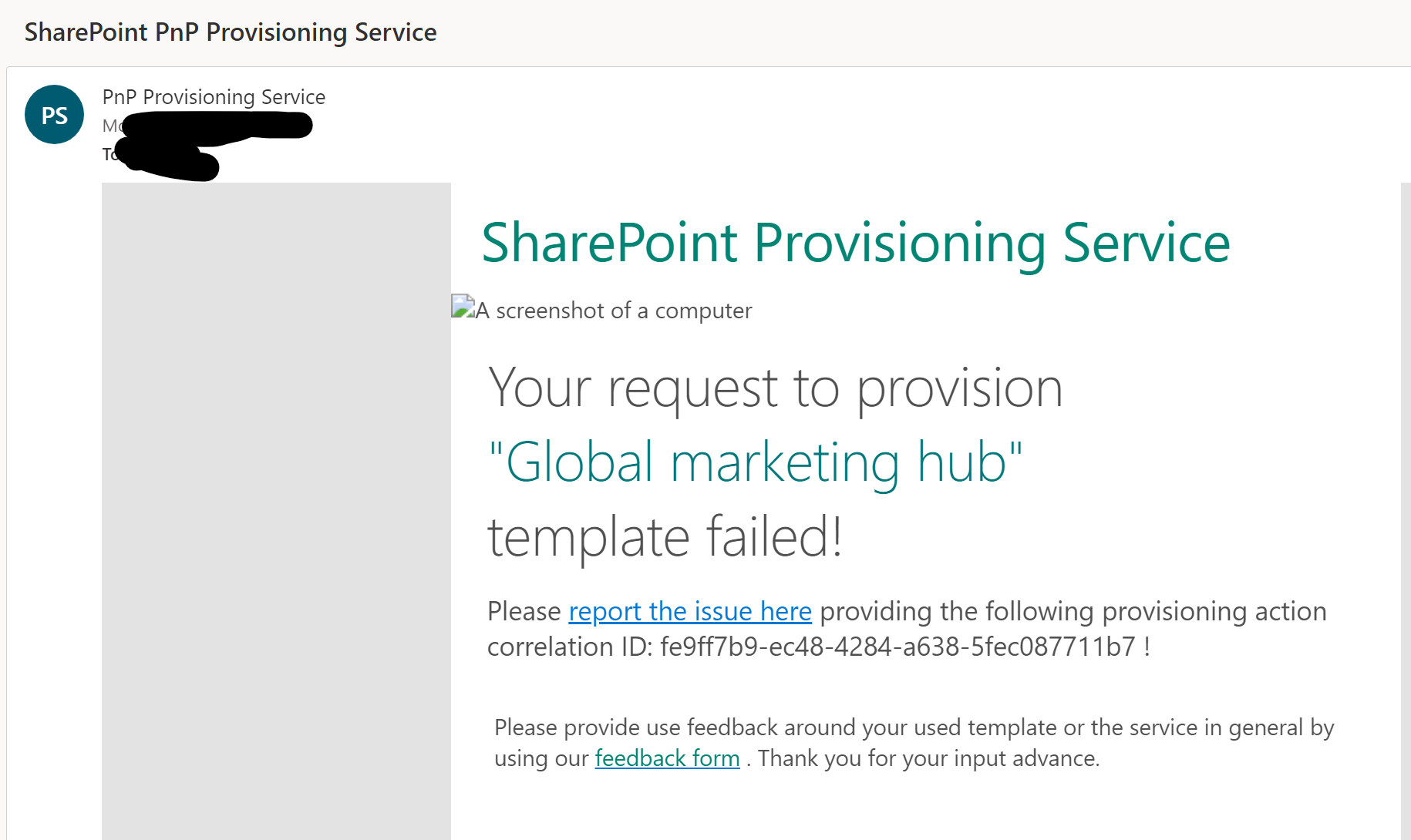 SharePoint Provisioning Service failed, · Issue #325 · SharePoint/sp-provisioning-service · GitHub