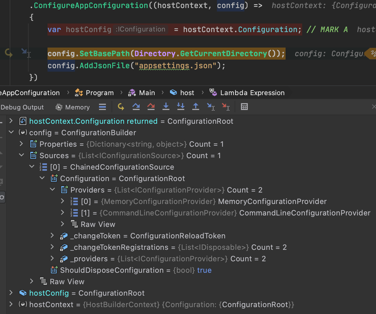 Subsequent calls to ConfigureAppConfiguration cannot see previously added Providers · Issue ...