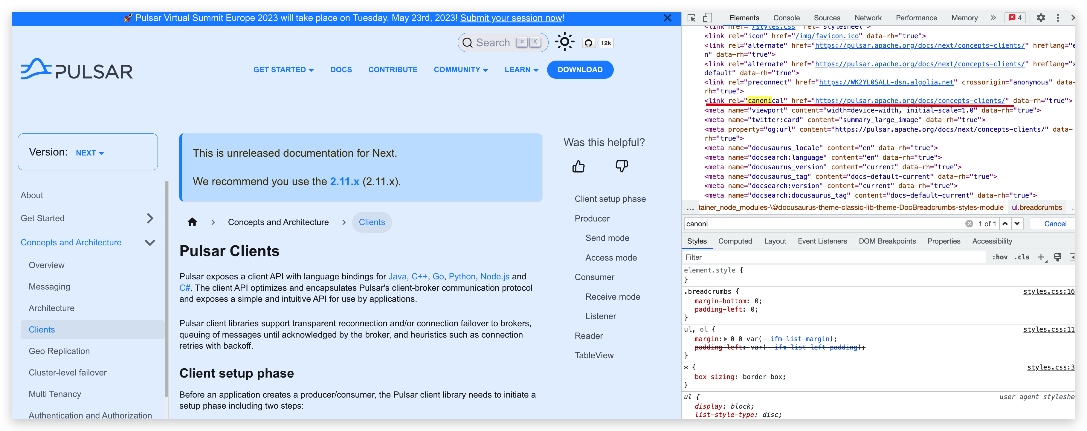 [Bug] It's hard to find latest docs using search engines like Google ...