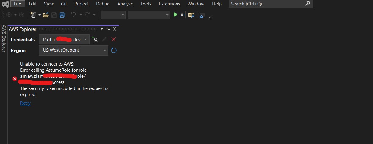 Aws Explorer Doesnt Reflect The Refreshed Security Token Credentials Via Awscli Until I Close 