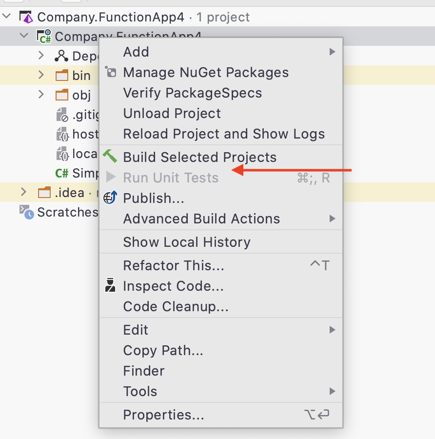 Add Run/Debug Function App actions into Project context menu if applicable · Issue #382 ...