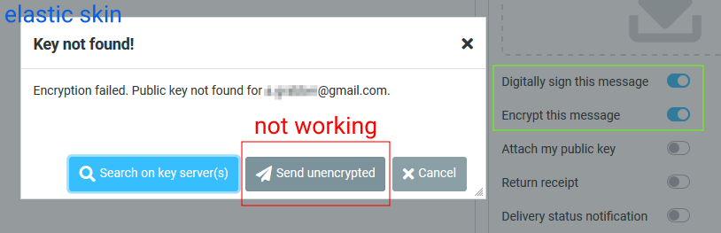 Elastic - Send unencrypted message not work · Issue #7205 · roundcube ...