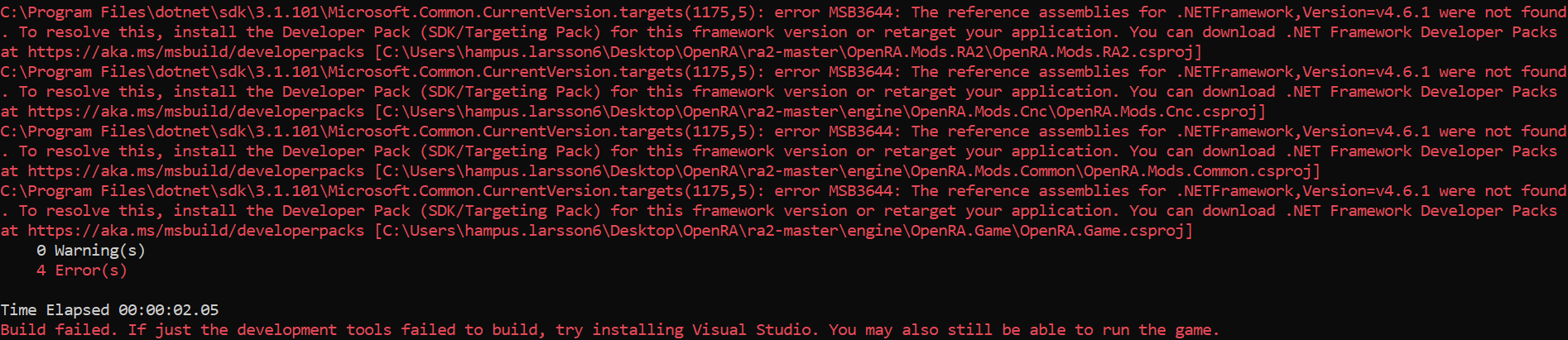 Error MSB3644? · Issue #622 · OpenRA/ra2 · GitHub