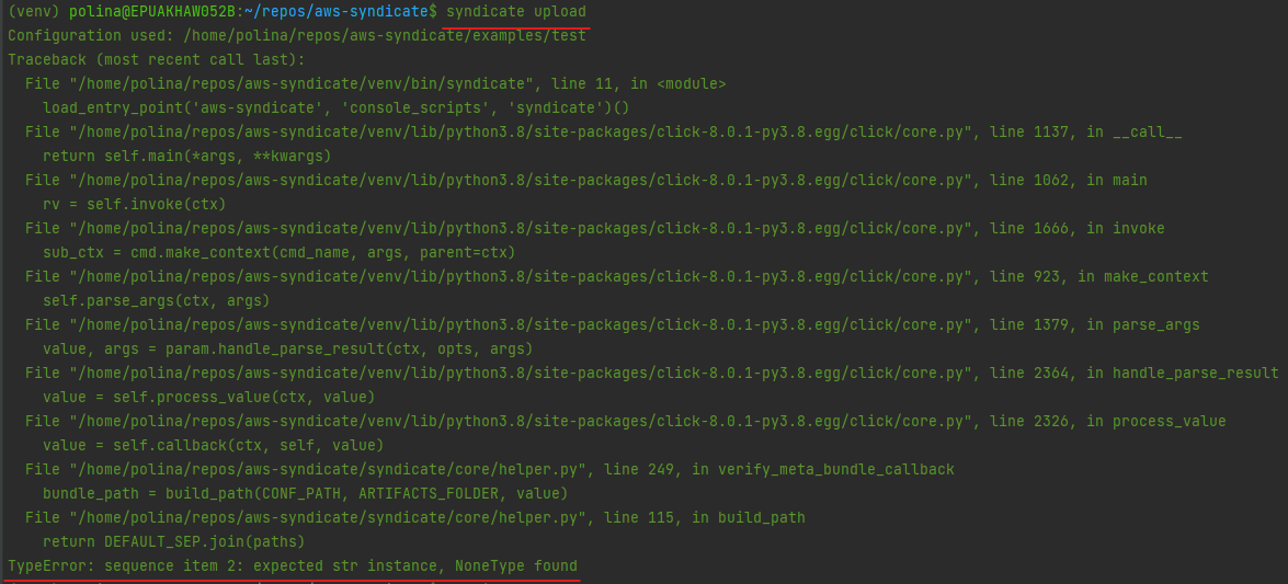 [BUG] NoneType error raised when executing `syndicate upload` without any bundles · Issue #157 ...